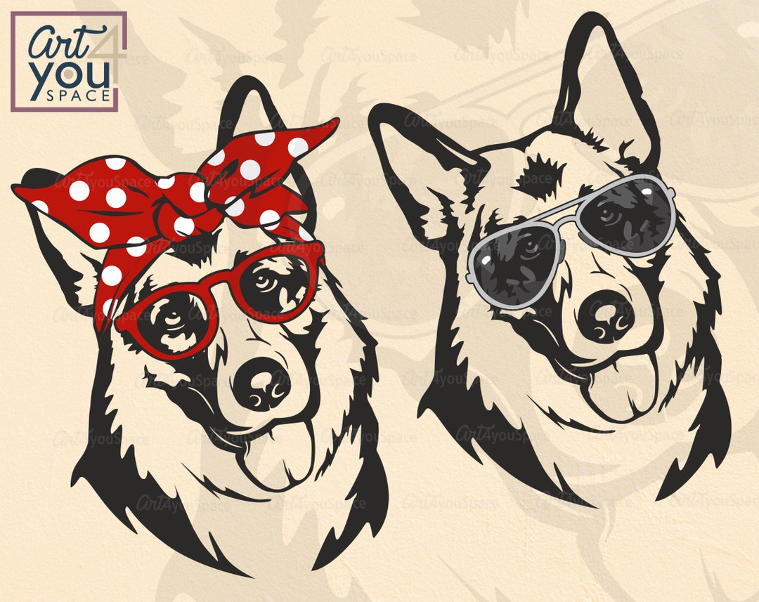 German Shepherd Svg GSD Dog Svg Dog With Bandana Glasses - Etsy Australia