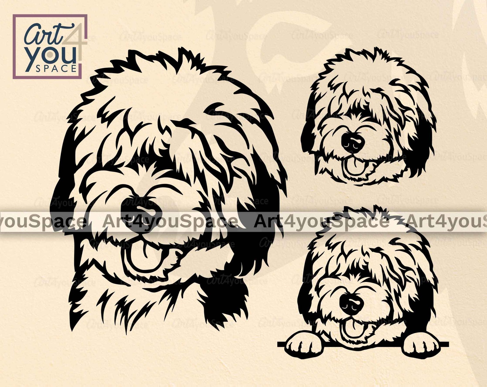 Old English Sheepdog Dog SVG File Cricut Download Dog Face | Etsy