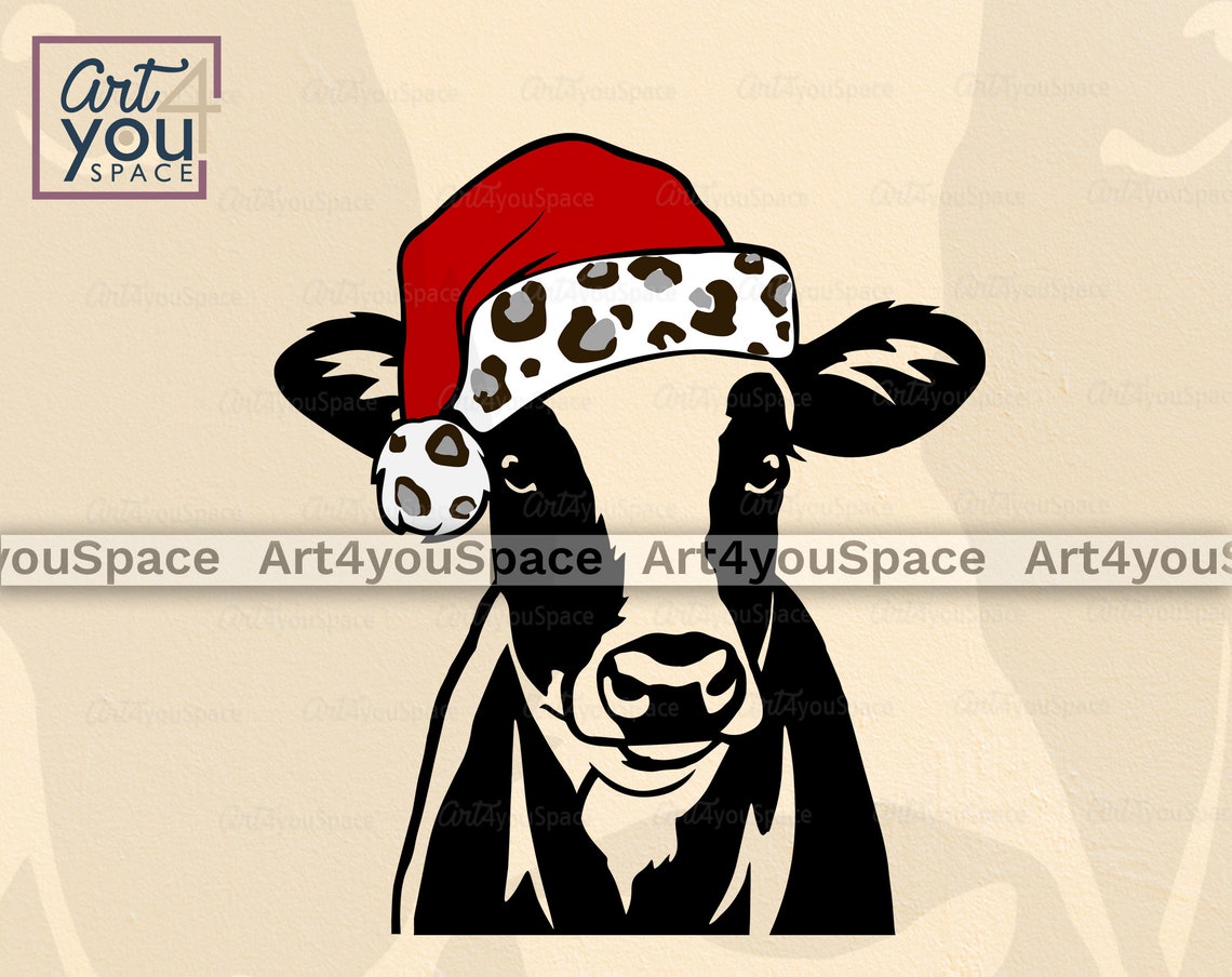 Cow Christmas SVG Set Heifer Santa Hat Clipart Calf Xmas | Etsy