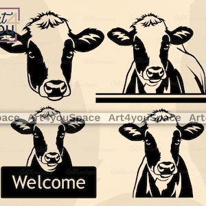 Cow Head Svg Cricut, Heifer Png, Farm Animal Clipart, Dairy Cow Face ...