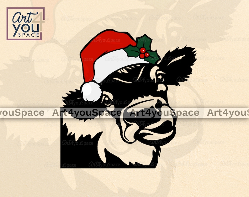Cow Christmas SVG Set Heifer Santa Hat Clipart Calf Xmas - Etsy