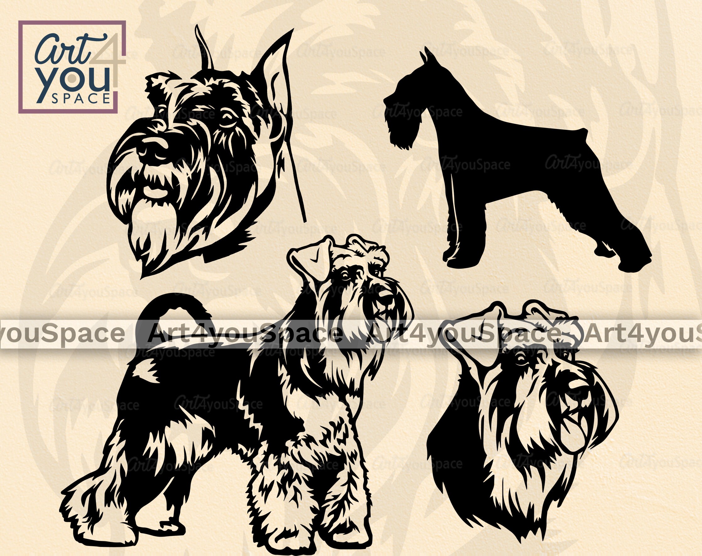 Schnauzer svg dog svg Cricut Standard Schnauzer vector | Etsy