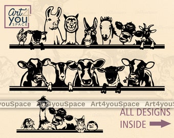 Farm Animals Clipart Svg Files for Cricut Pig Cow Emu Donkey | Etsy Canada