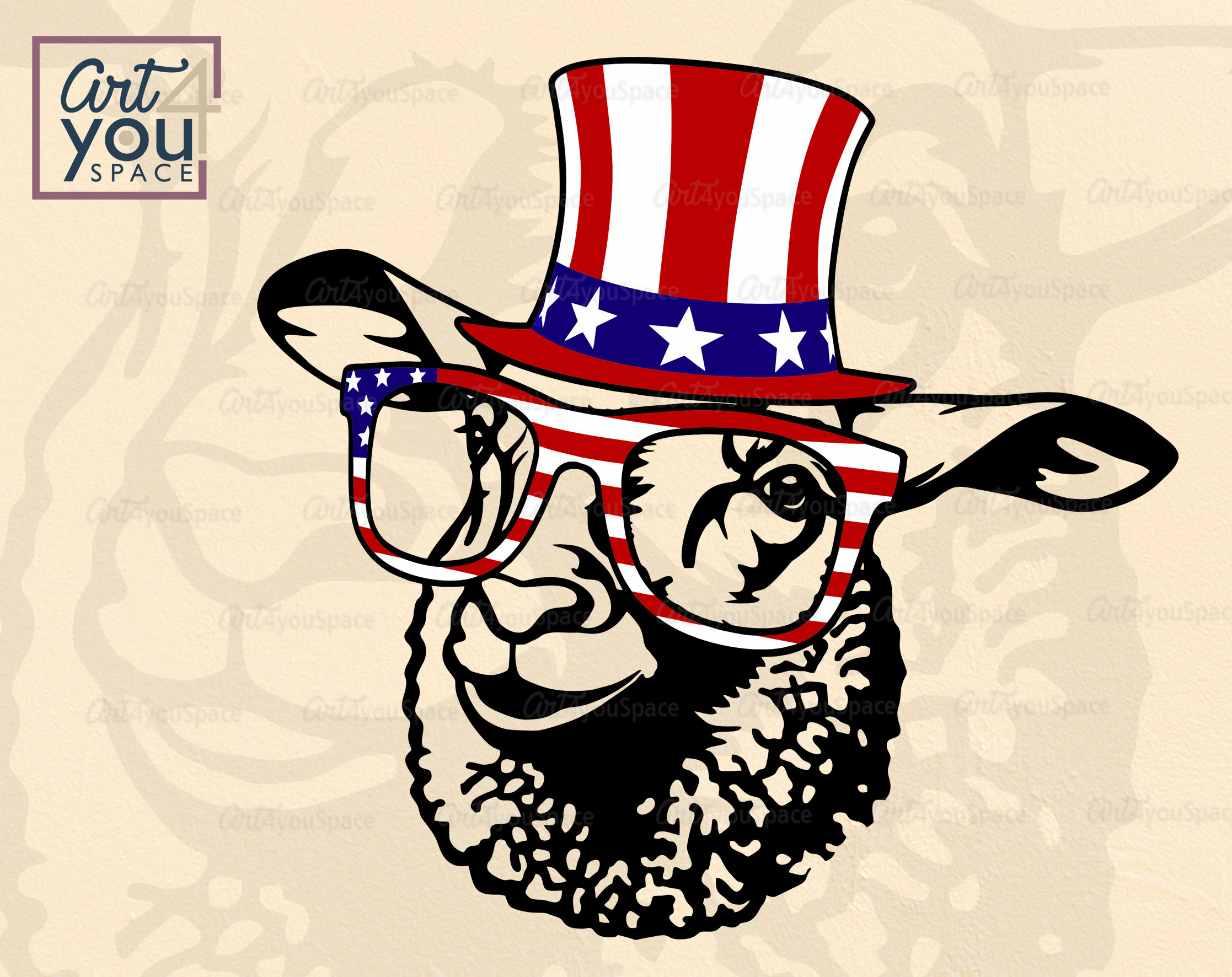 Sheep svg farm animal uncle sam hat USA flag glasses cricut | Etsy