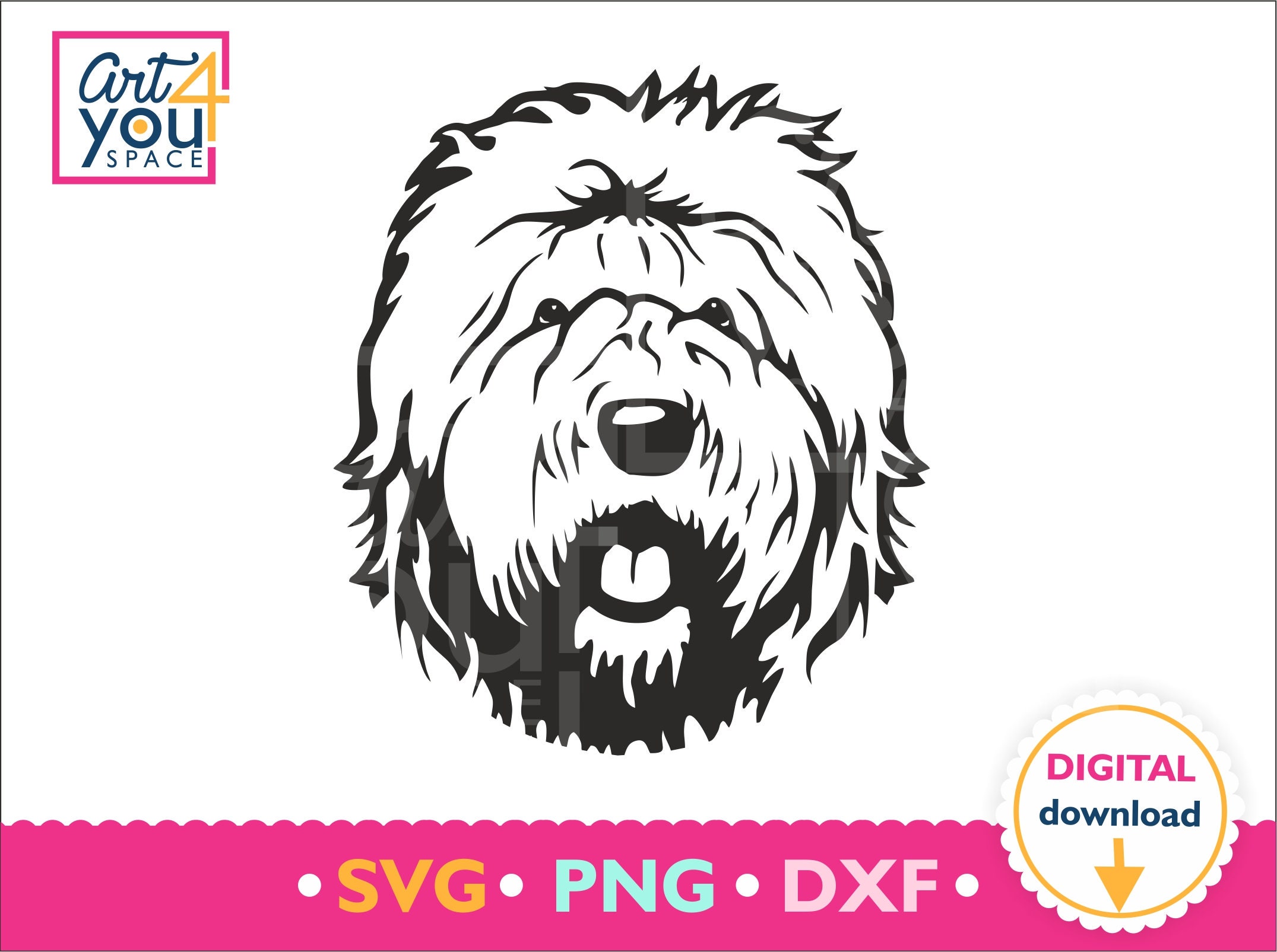 SVG Old English Sheepdog Breed Digital Download Dog Face - Etsy UK