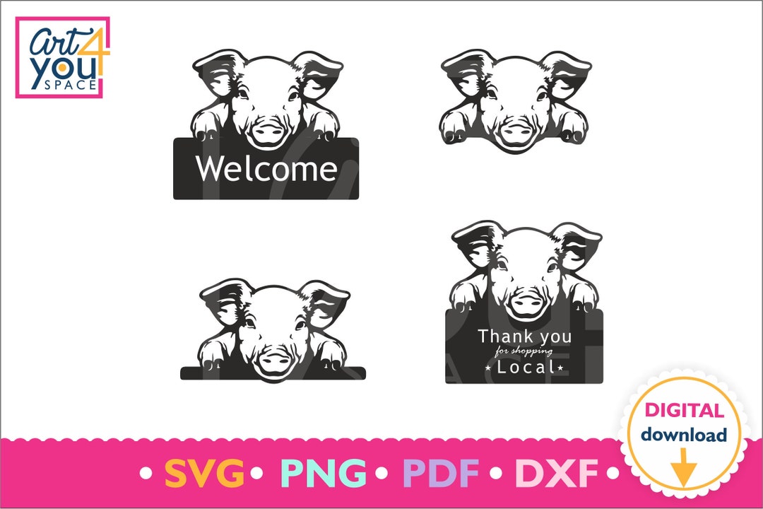 Pig SVG: Welcome Farm Sign Laser Cut Vector, Cricut Clipart (digital ...
