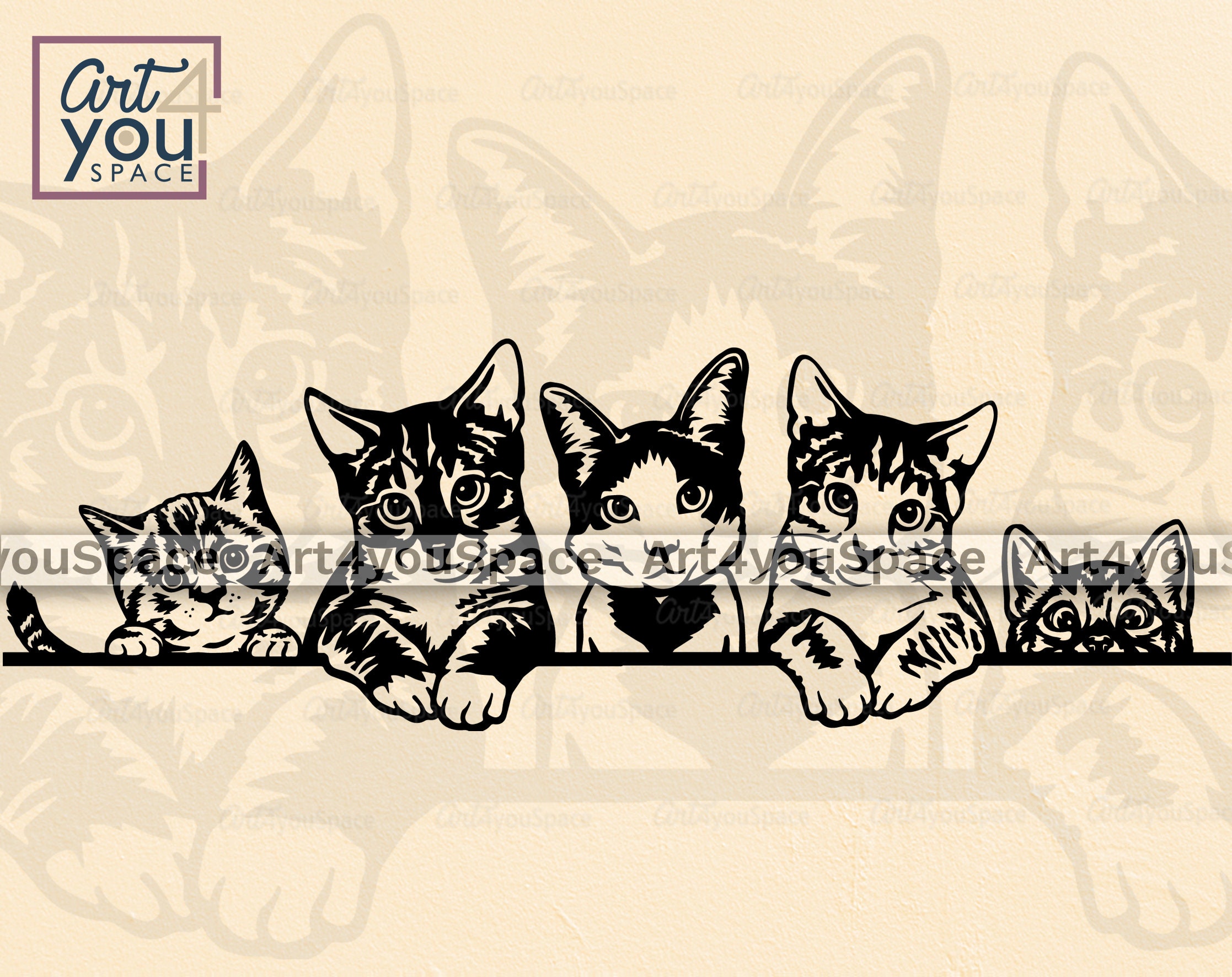 Cats SVG Files for Cricut, Cute Peeking Pet Clipart, Shirt Printable ...