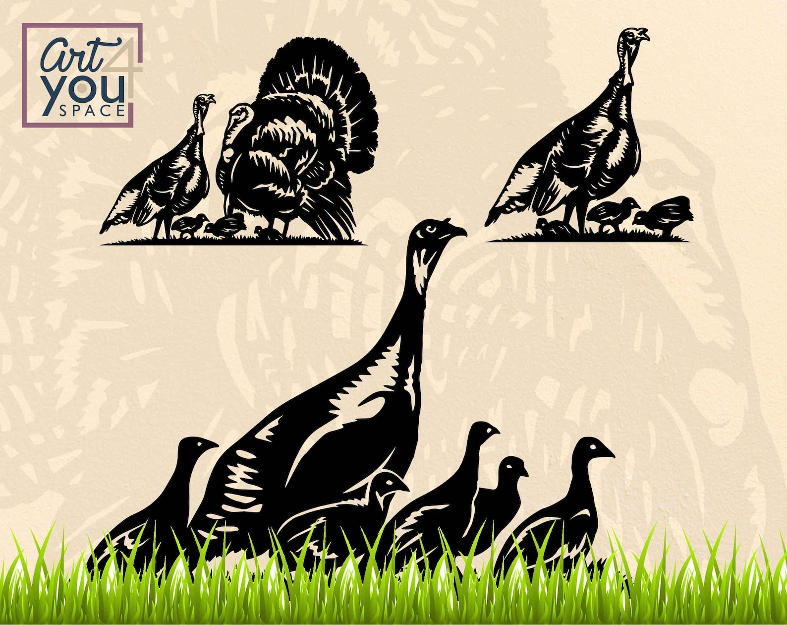 Turkeys SVG, Farm Themed Dxf File for Metal Plywood Cutting With CNC ...