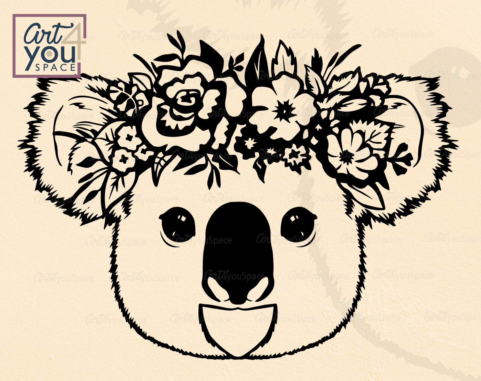 Koala Svg File for Cricut Koala Flower Crown Australian - Etsy