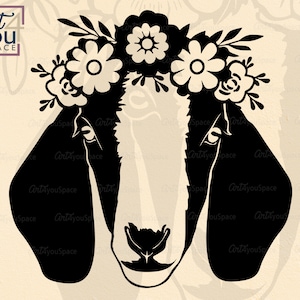 Boer Goat Svg Files for Cricut Goat With Flower Bandana SVG, Dxf, Farm ...