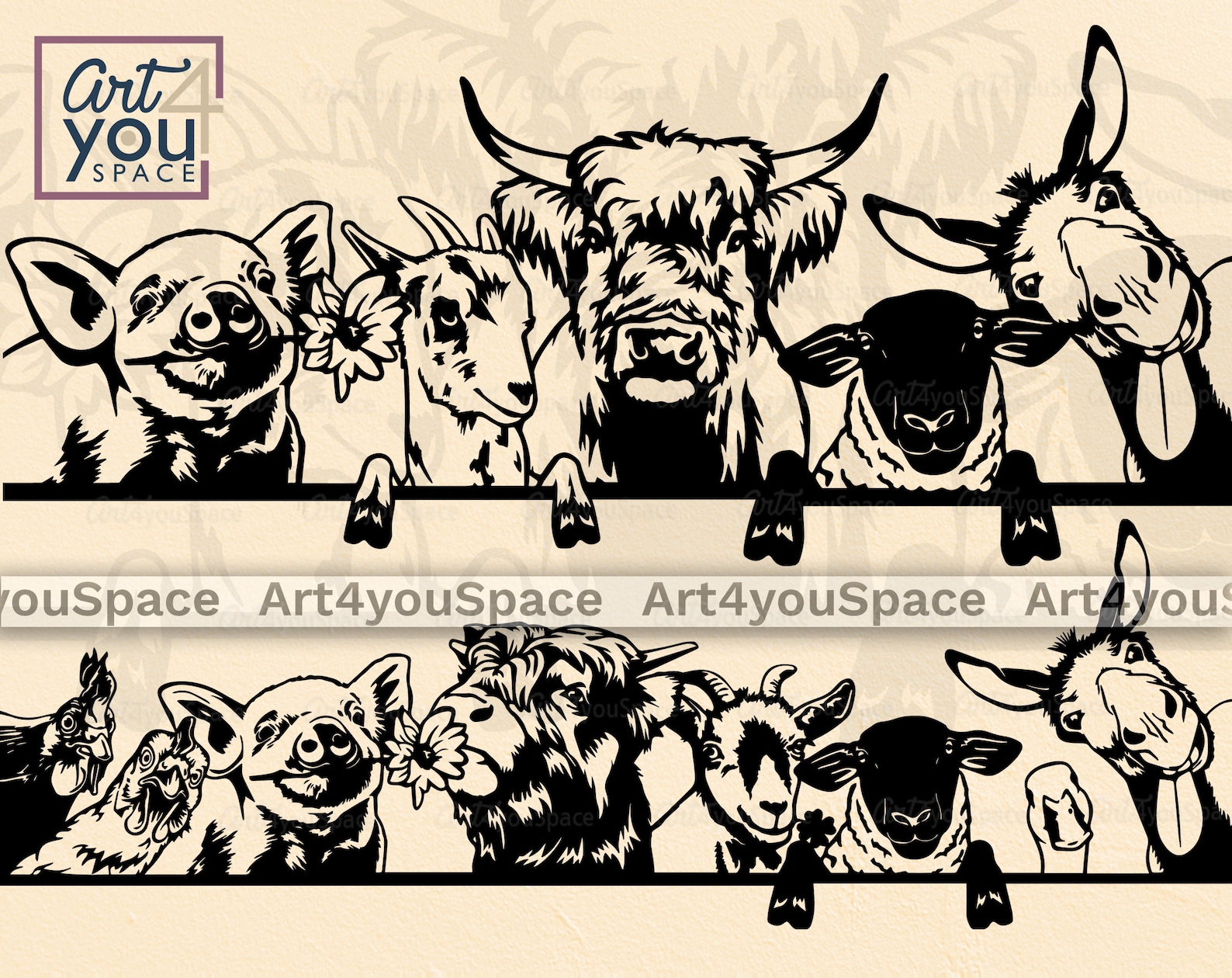 Farm Animals Vector Svg Files for Cricut Pig Sheep Donkey - Etsy