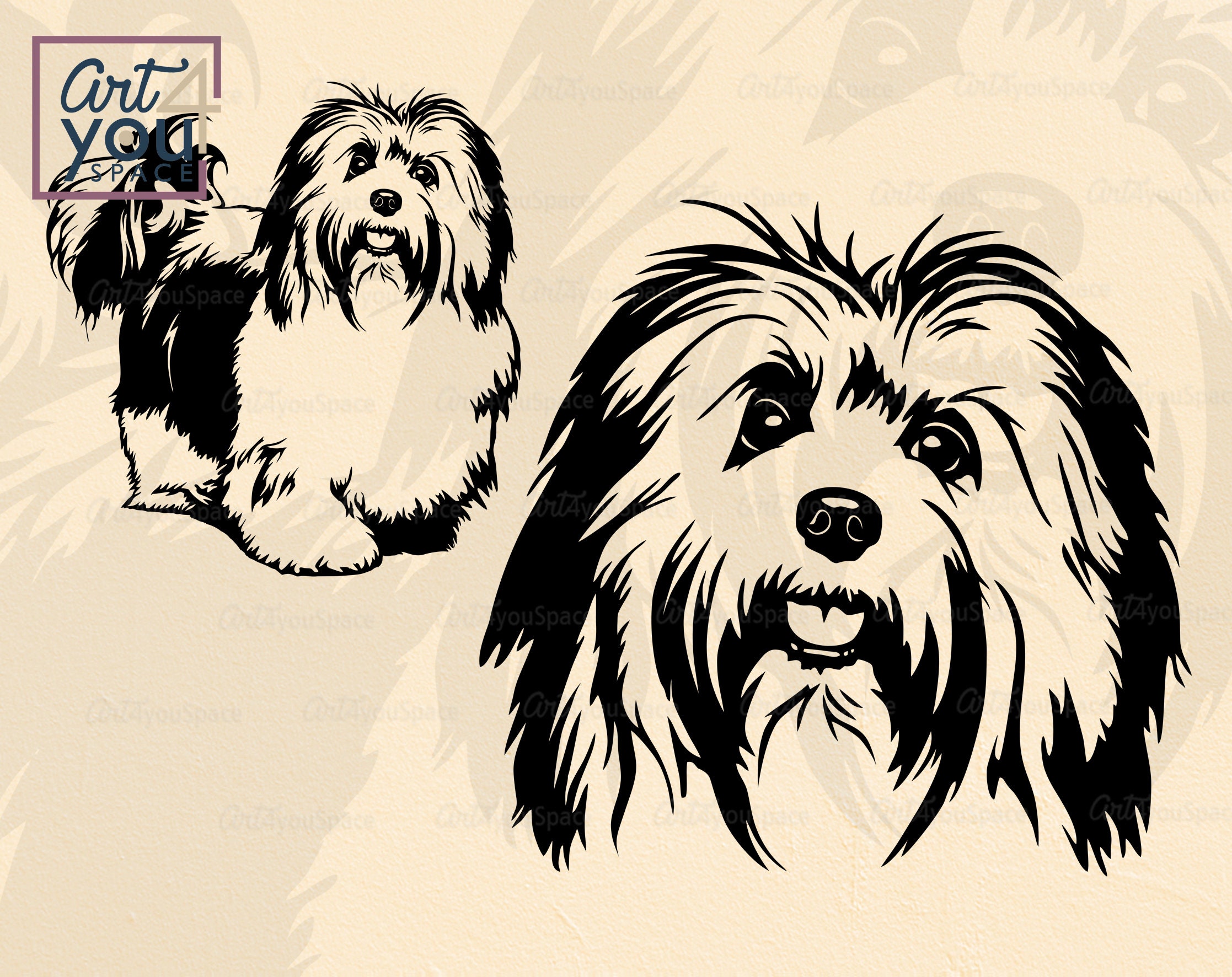 Havanese Svg, Dog Svg Files for Cricut, Cute Dog Face Body Clipart ...