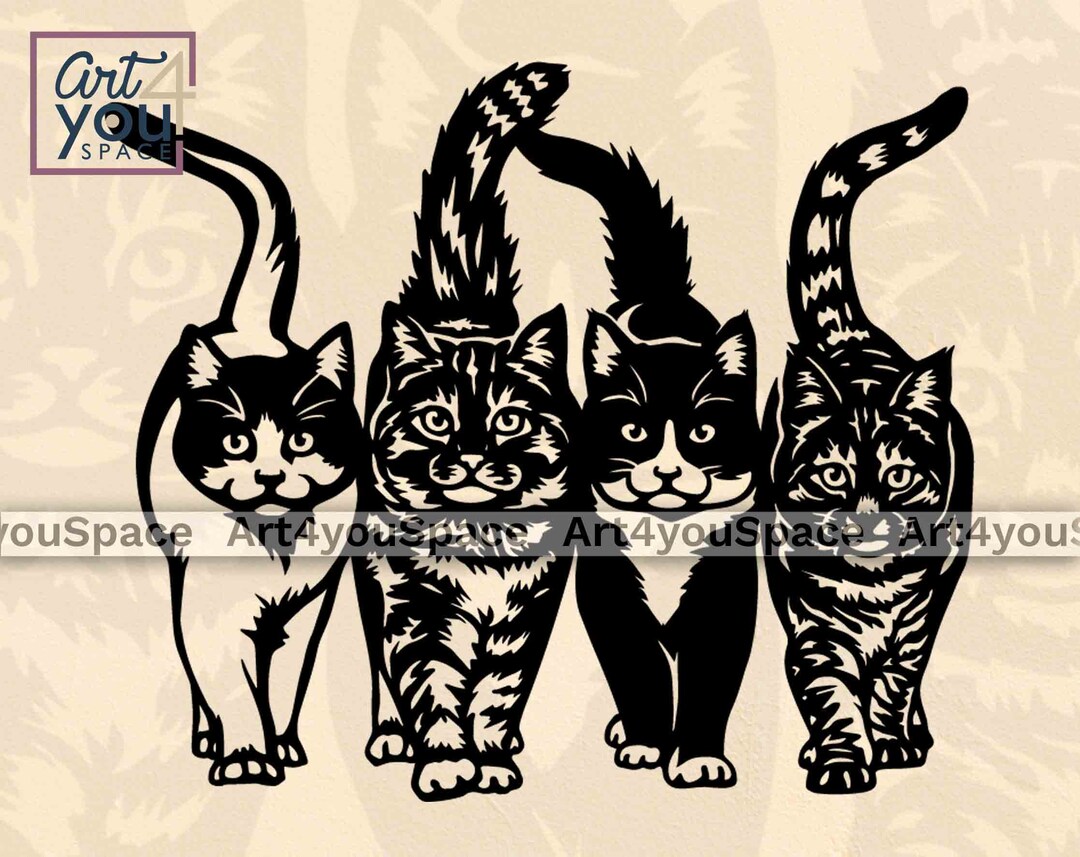 Cat SVG Files for Cricut, Dxf Plasma Files, Domestic Animal Png Clipart ...