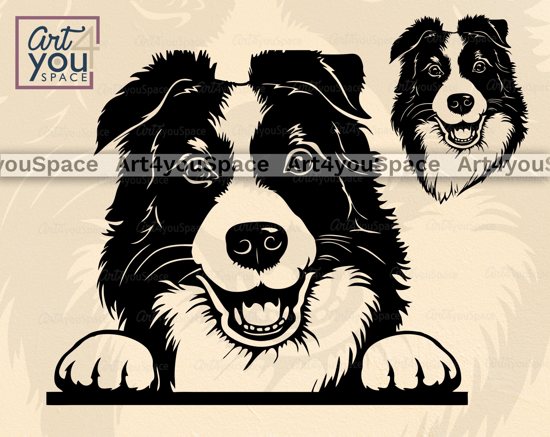 Border Collie Svg Dog Svg Funny Peeking Clipart Cricut - Etsy