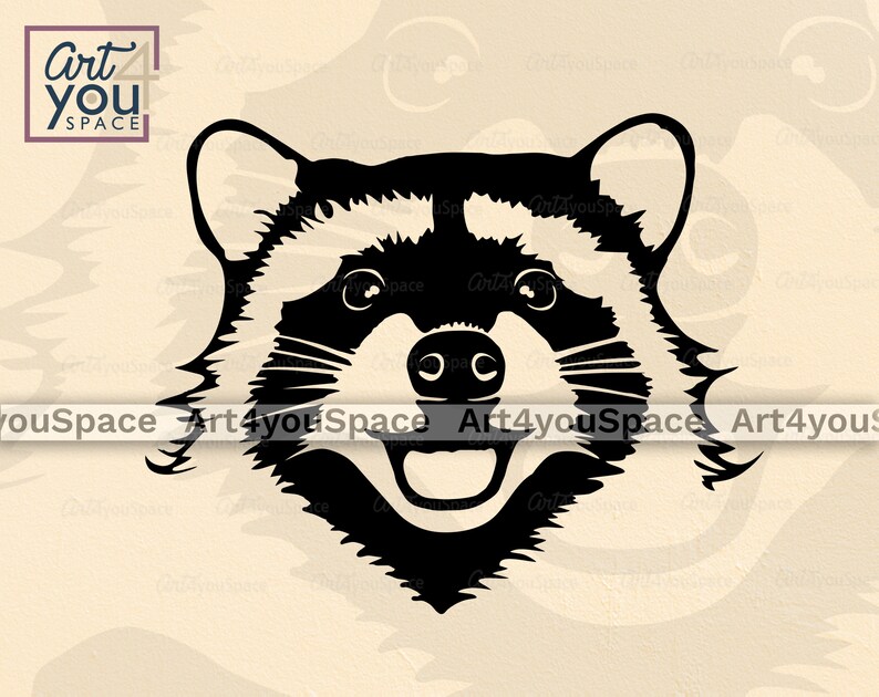 Raccoon Svg Smiling Racoon Face Coon Head Cute Clipart - Etsy