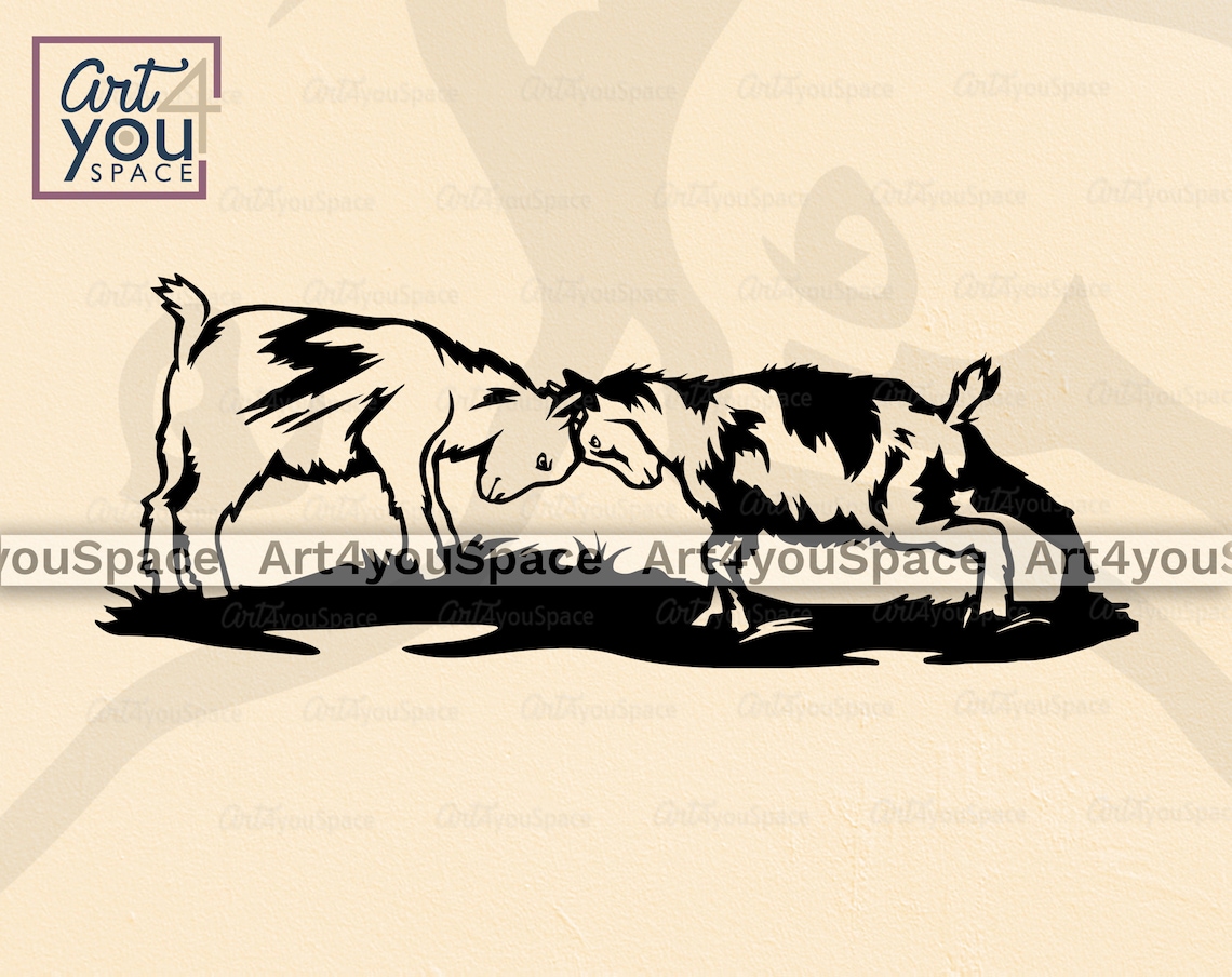 Butting Goats Svg File for Cricut Farm Animal Clipart - Etsy