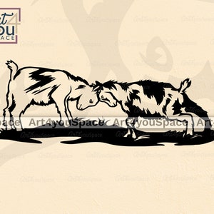 Butting Goats Svg File for Cricut, Farm Animal Clipart, Farmhouse Sign ...