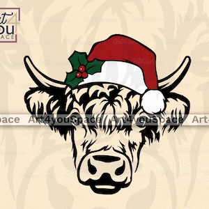 Cow Christmas SVG Set, Heifer Santa Hat Clipart, Calf Xmas Vector ...