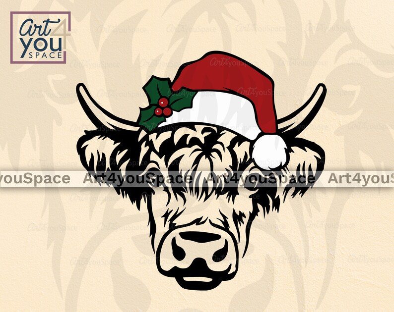 Cow Christmas SVG Set, Heifer Santa Hat Clipart, Calf Xmas Vector ...