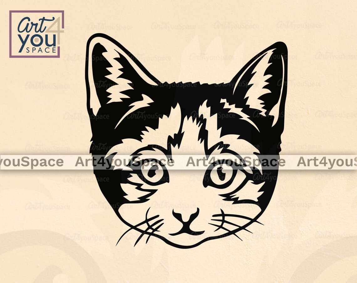 Cat Face Svg Files for Cricut Calico Cat Head Clipart Pet | Etsy