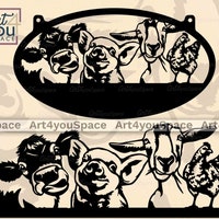 Farm Animals Clipart, Svg Files for Cricut, Pig Sheep Donkey Chicken ...
