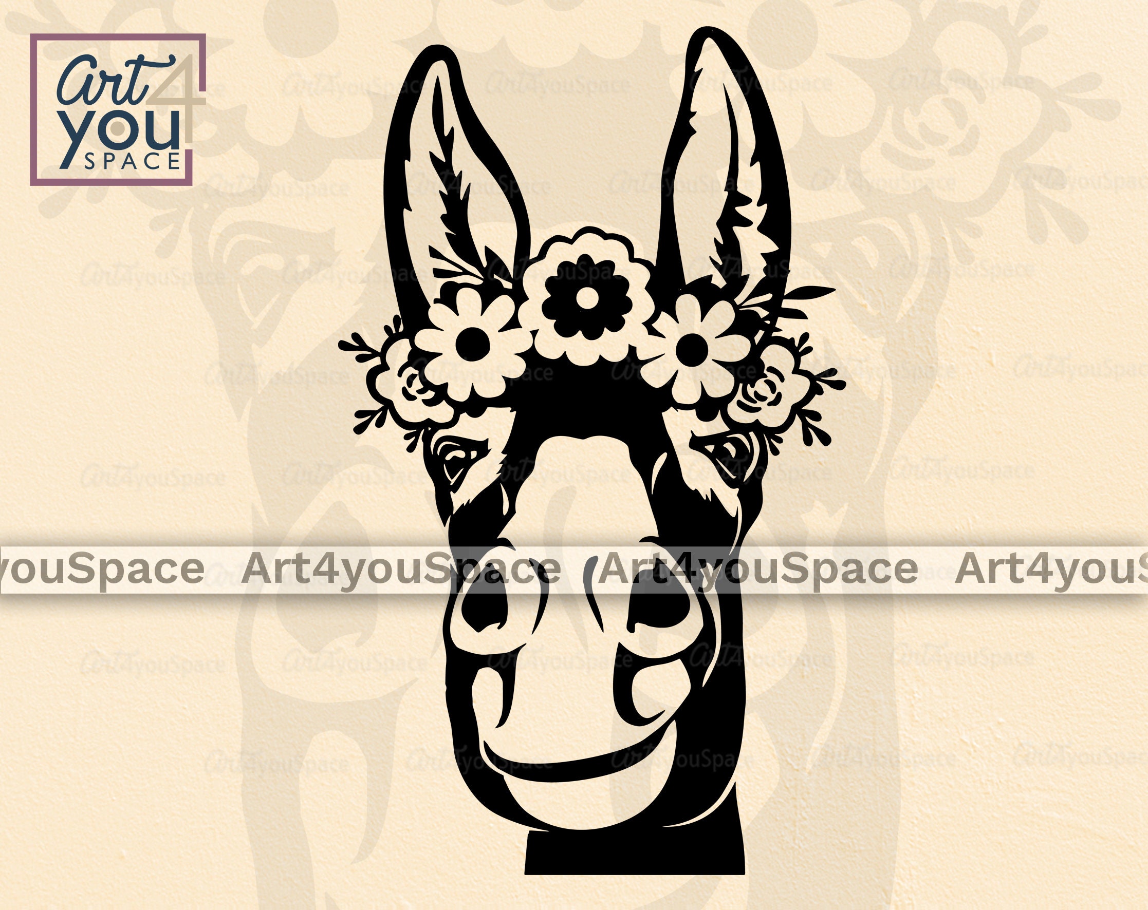Burro svg Vector de caballo oveja clipart de corona floral - Etsy España