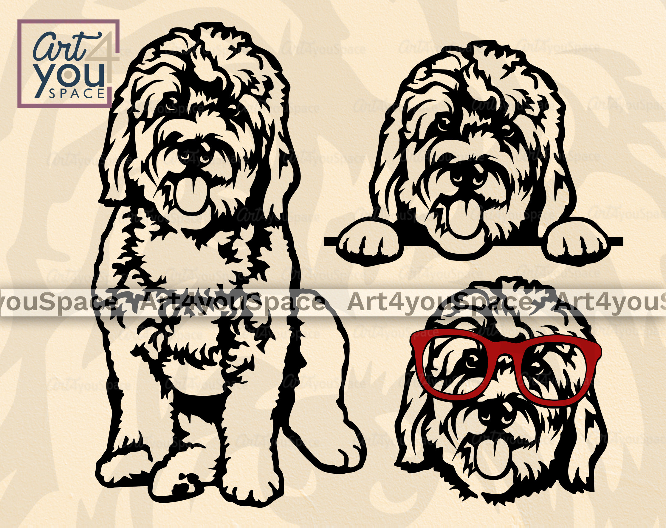 Golden Doodle svg dog svg Cricut Face clipart body Vector | Etsy