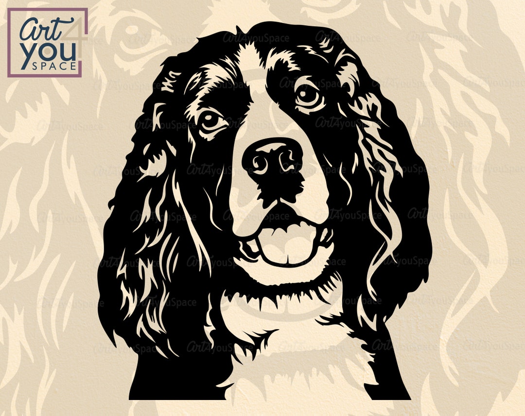 English Springer Spaniel Svg, Dog Svg Cricut, Cute Pet Face Head, Funny ...