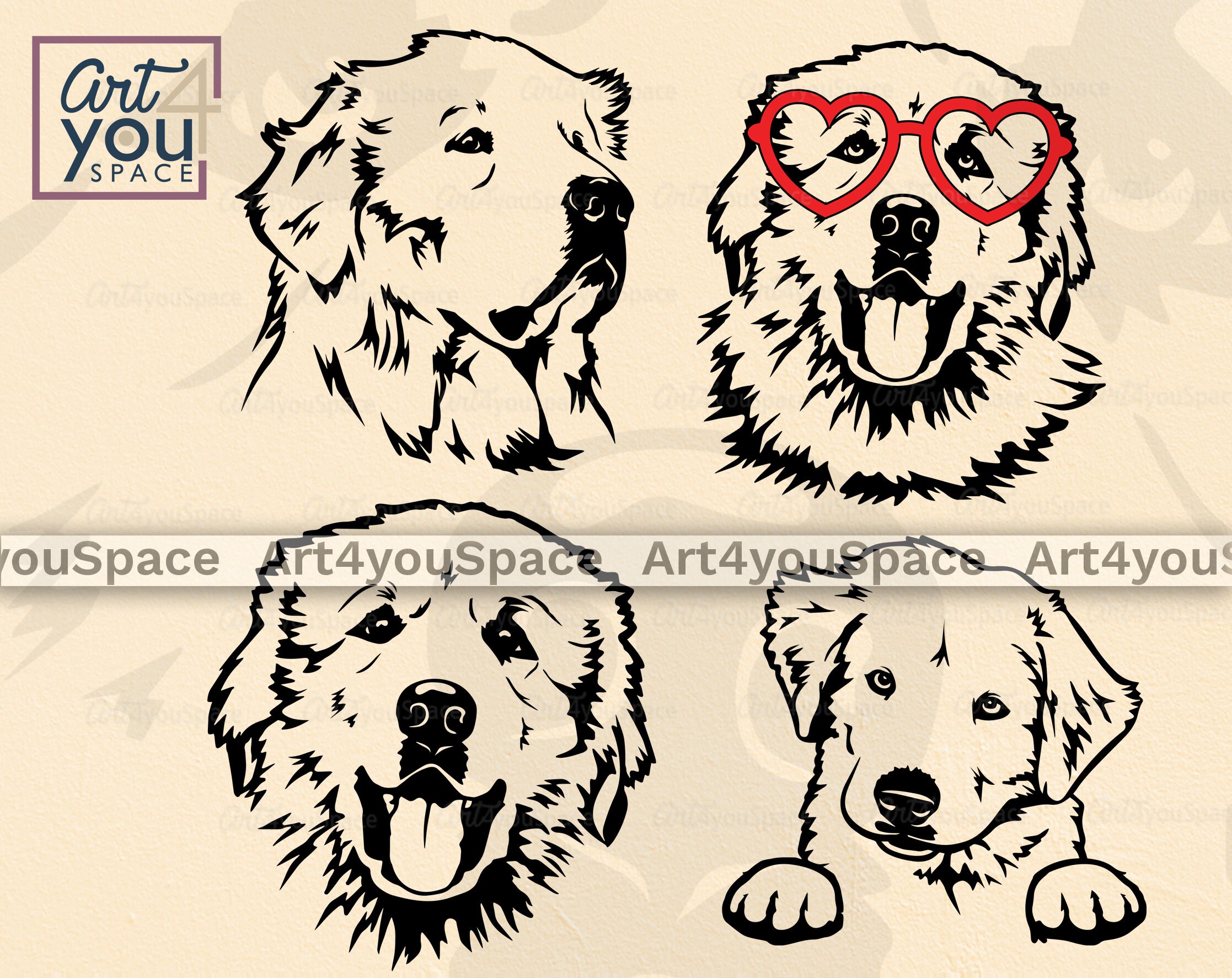 Great Pyrenees Dog Svg File for Cricut, Dog Face Vector Graphics, Dxf ...