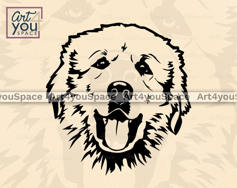 Great Pyrenees Dog Svg File for Cricut, Dog Face Vector Graphics, Dxf ...
