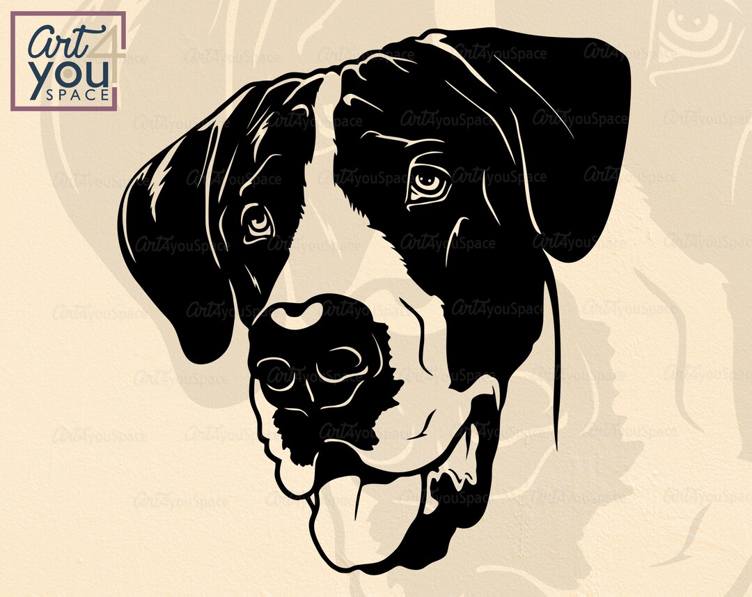 Great Dane SVG File for Cricut, Dog Face Png, Harlequin Great Dane ...