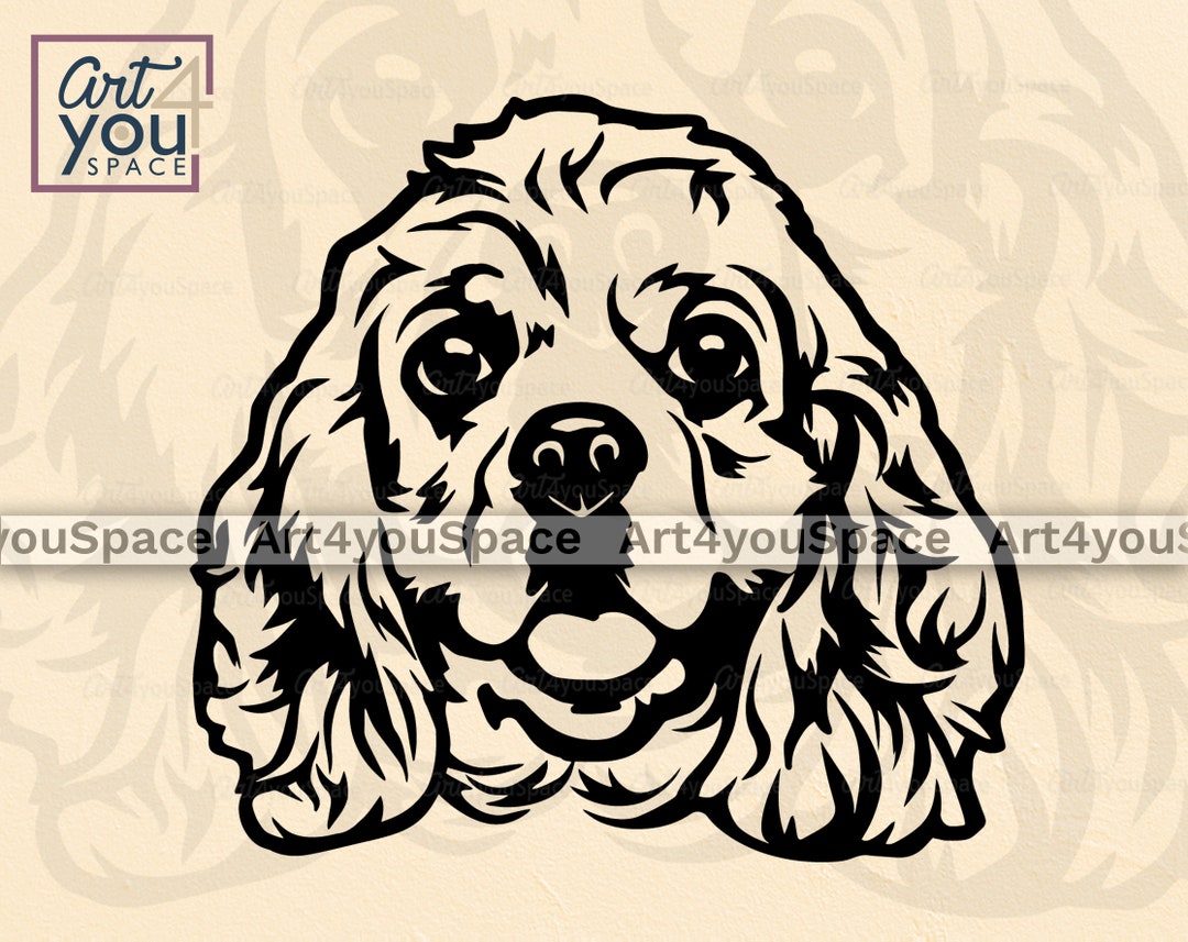 American Cocker Spaniel, Dog Svg File for Cricut, Pet Face Vector ...