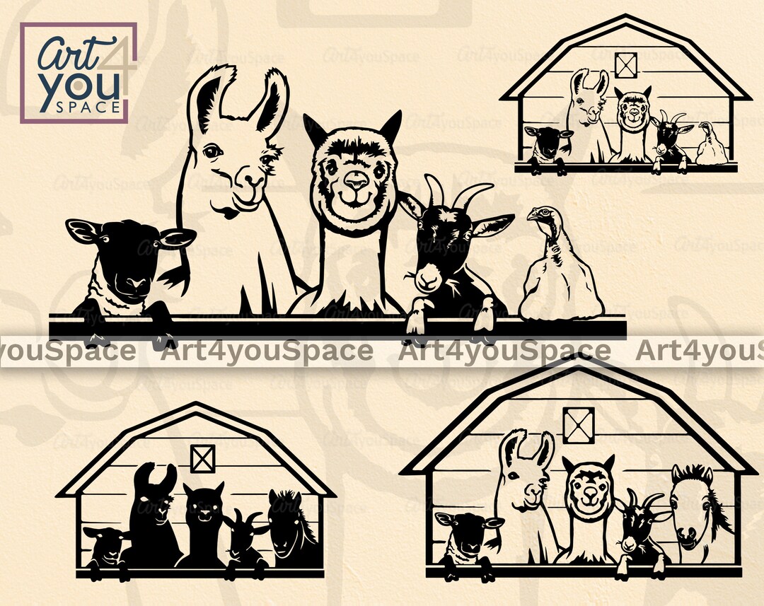 Llama Aplaca Sheep Goat Ponny Turkey SVG Files for Cricut, Farm Animals ...