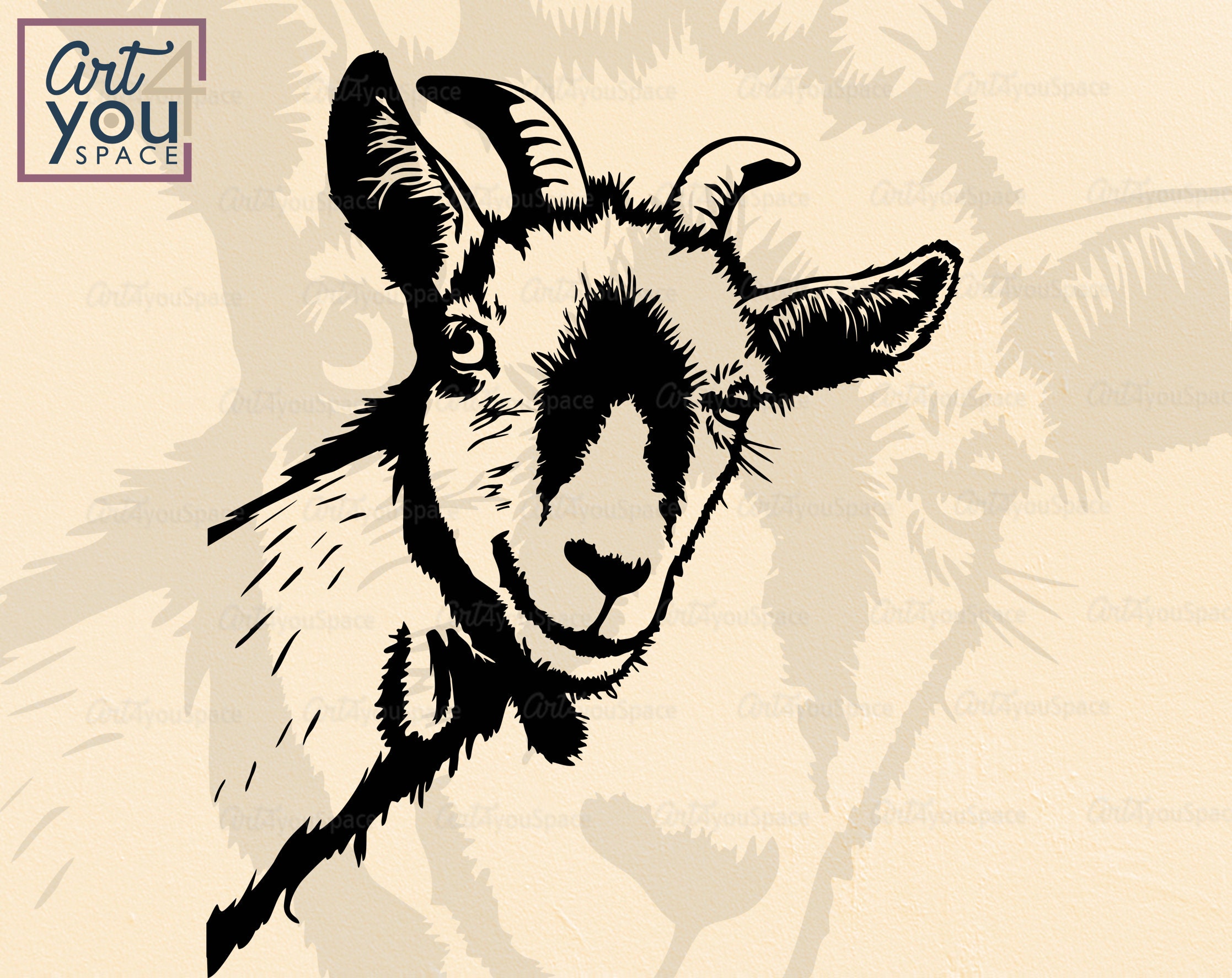 Dairy Goat Head Silhouette