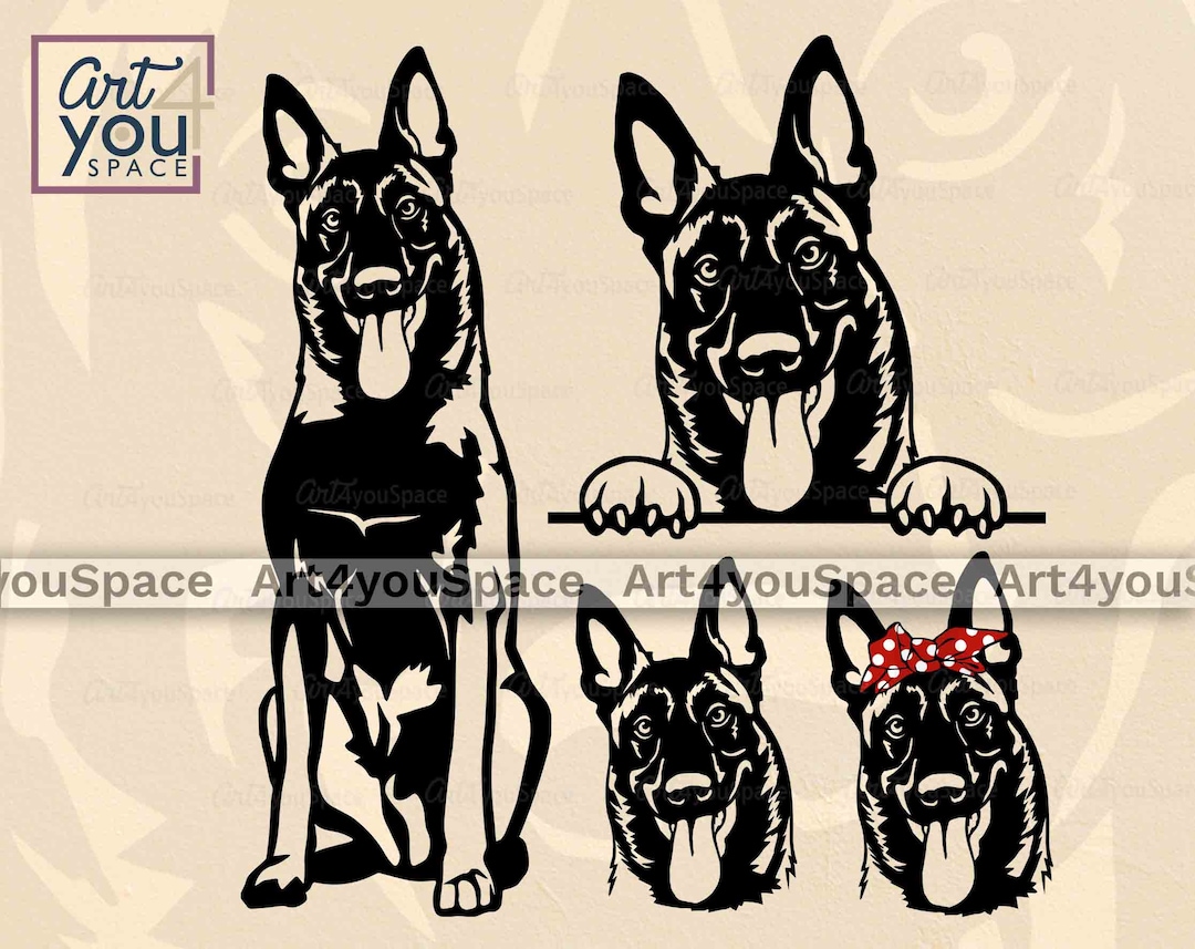Belgian Malinois Svg, Dog Svg File for Cricut, Funny Face, Breed Vector ...