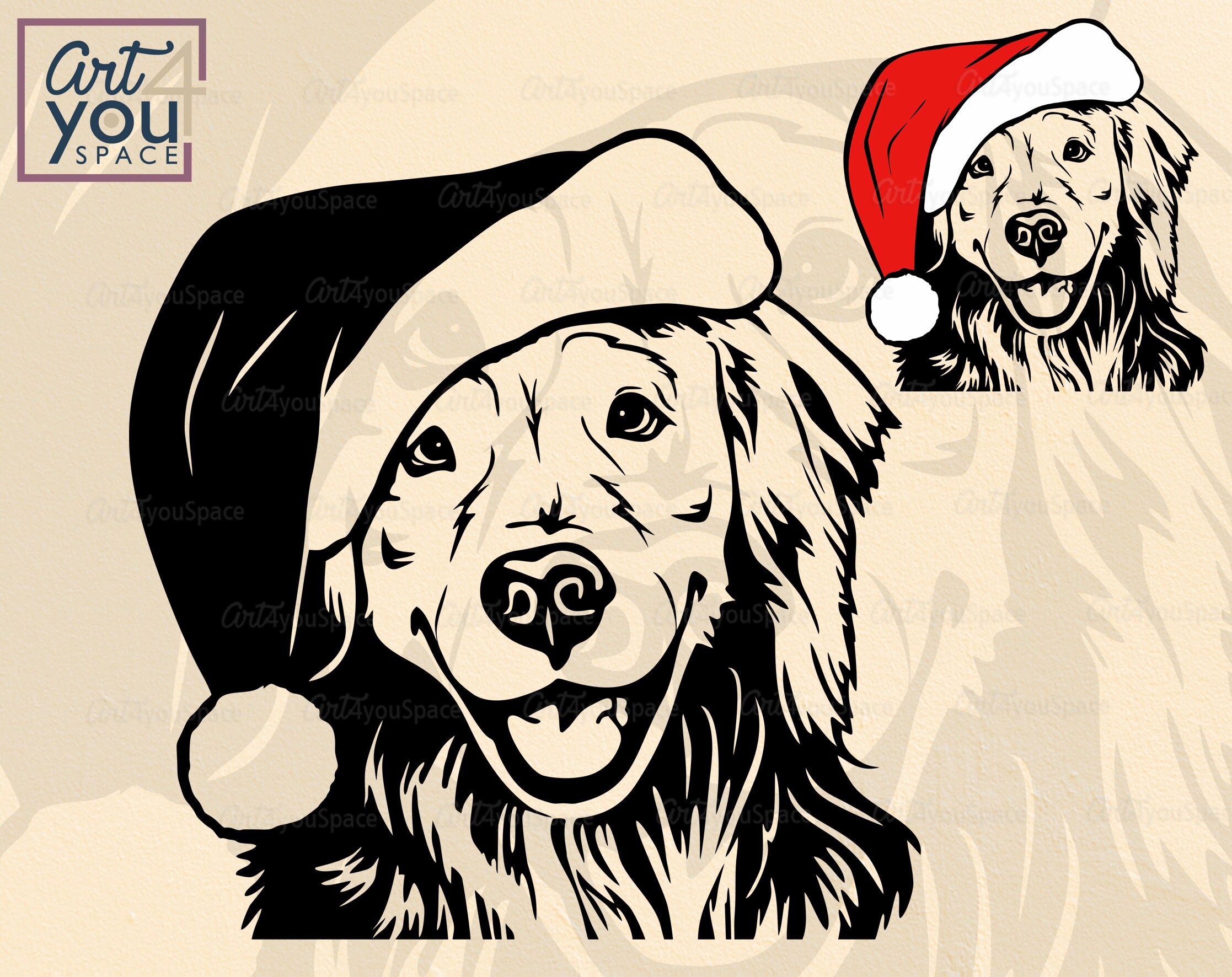 Golden Retriever Christmas SVG Goldie Download Dog Santa - Etsy