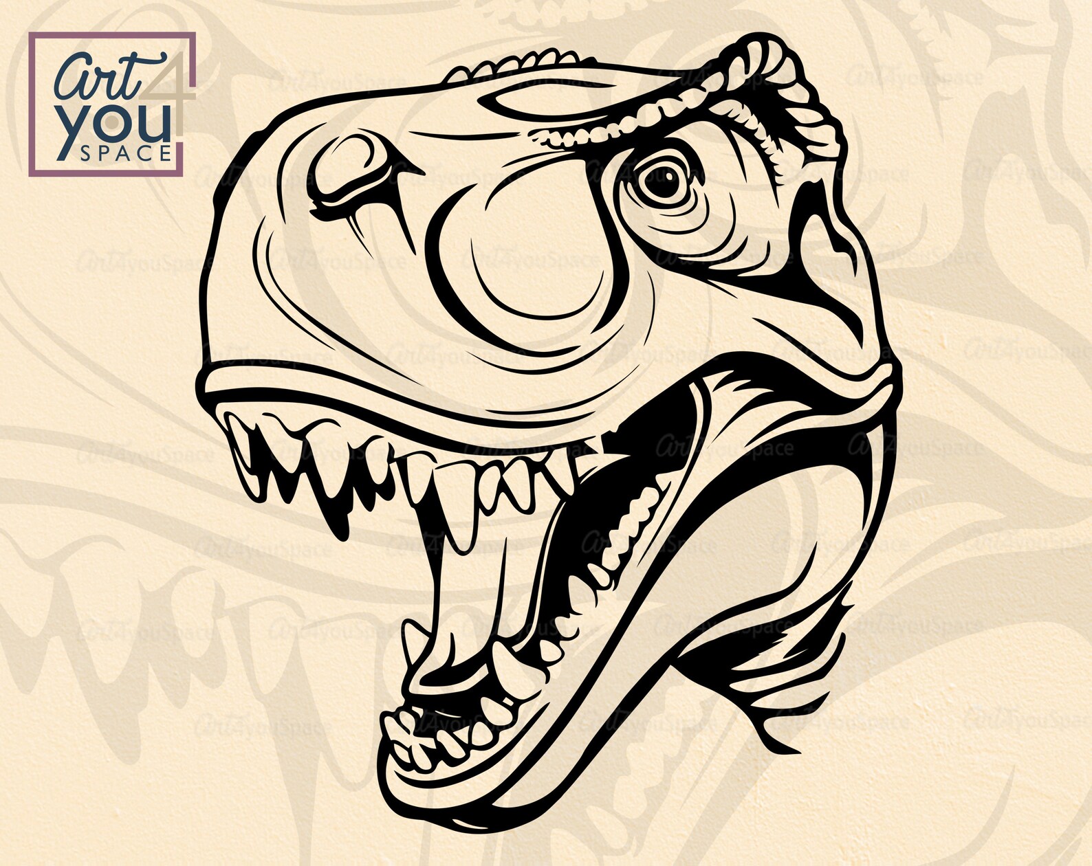 Dinosaur Head Svg T-rex Vector Bandana Glasses Svg Files for - Etsy