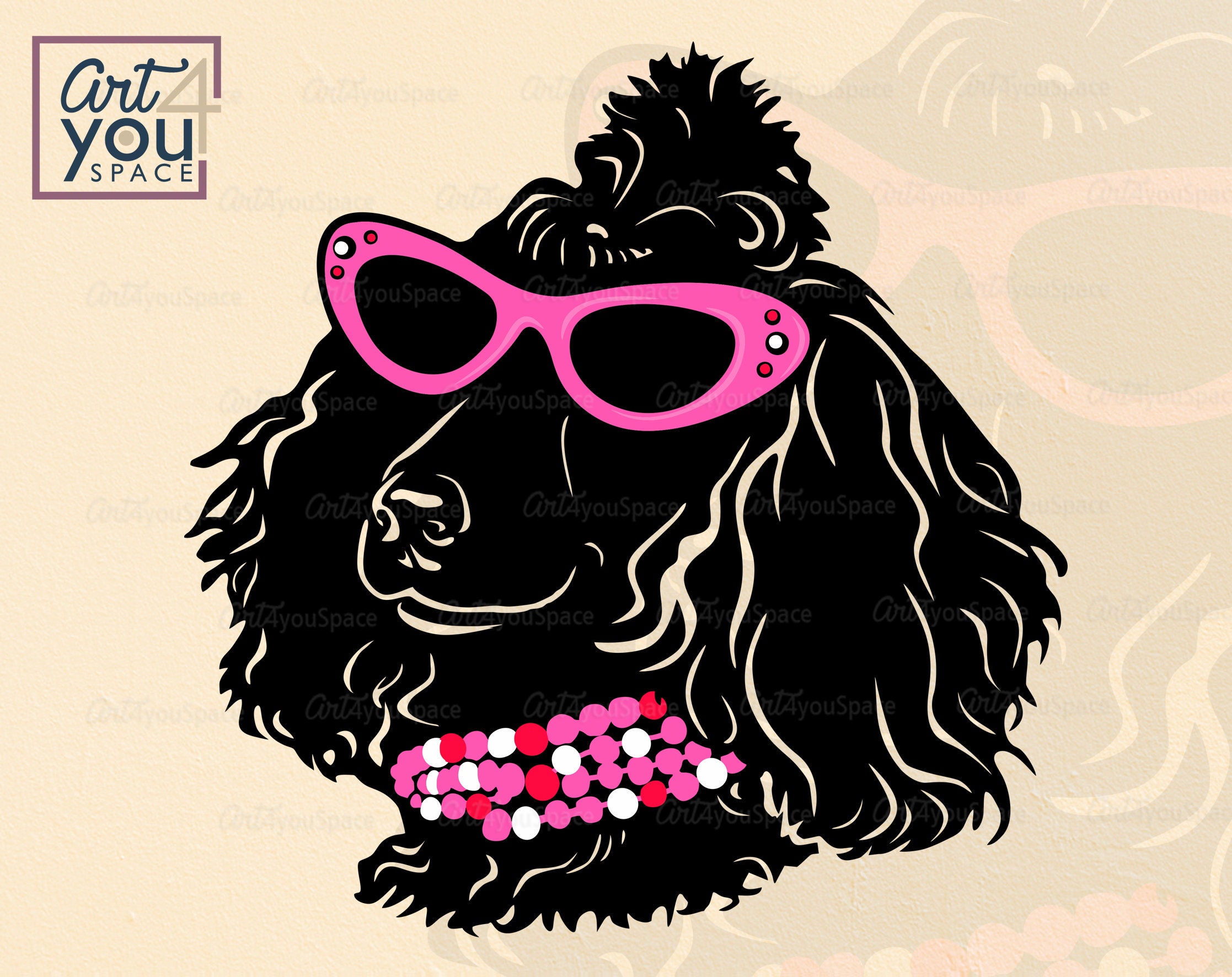 Poodle Svg Dog Svg Files for Cricut Black Poodle Glasses | Etsy