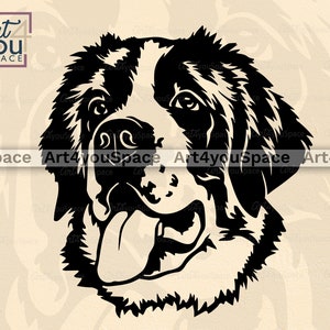 Saint Bernard Dog Svg Files for Cricut, Funny Pet Face Vector Graphics ...