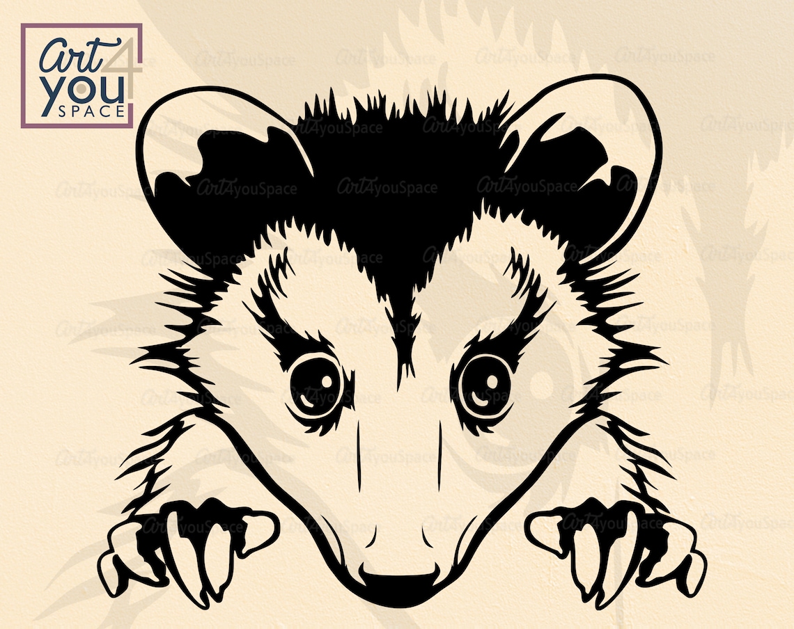 Opossum SVG possum woodland wild virginia opossum peeking | Etsy