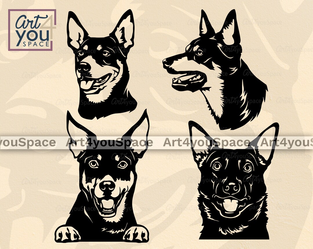 Australian Kelpie Dog Svg Files for Cricut, Face Clipart, Vector ...