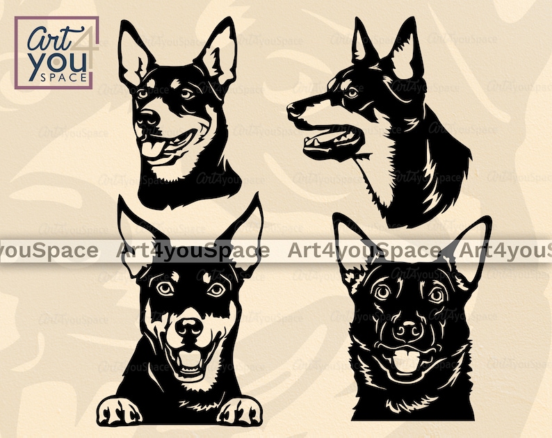 Australian Kelpie Dog Svg Files for Cricut Face Clipart | Etsy