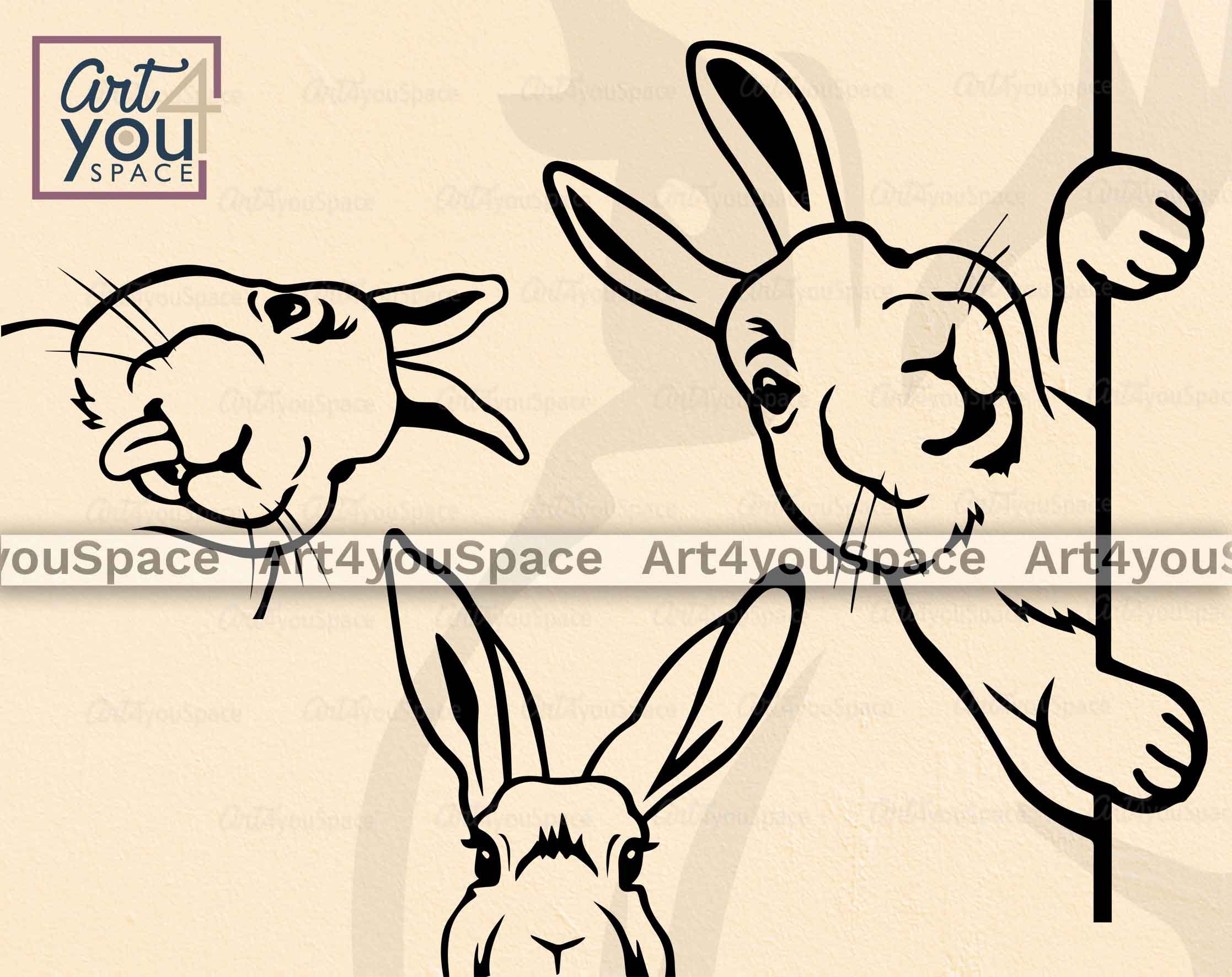 Funny Bunny Svg, Rabbit Vector, Peeking Animal Clipart Download, Easter ...