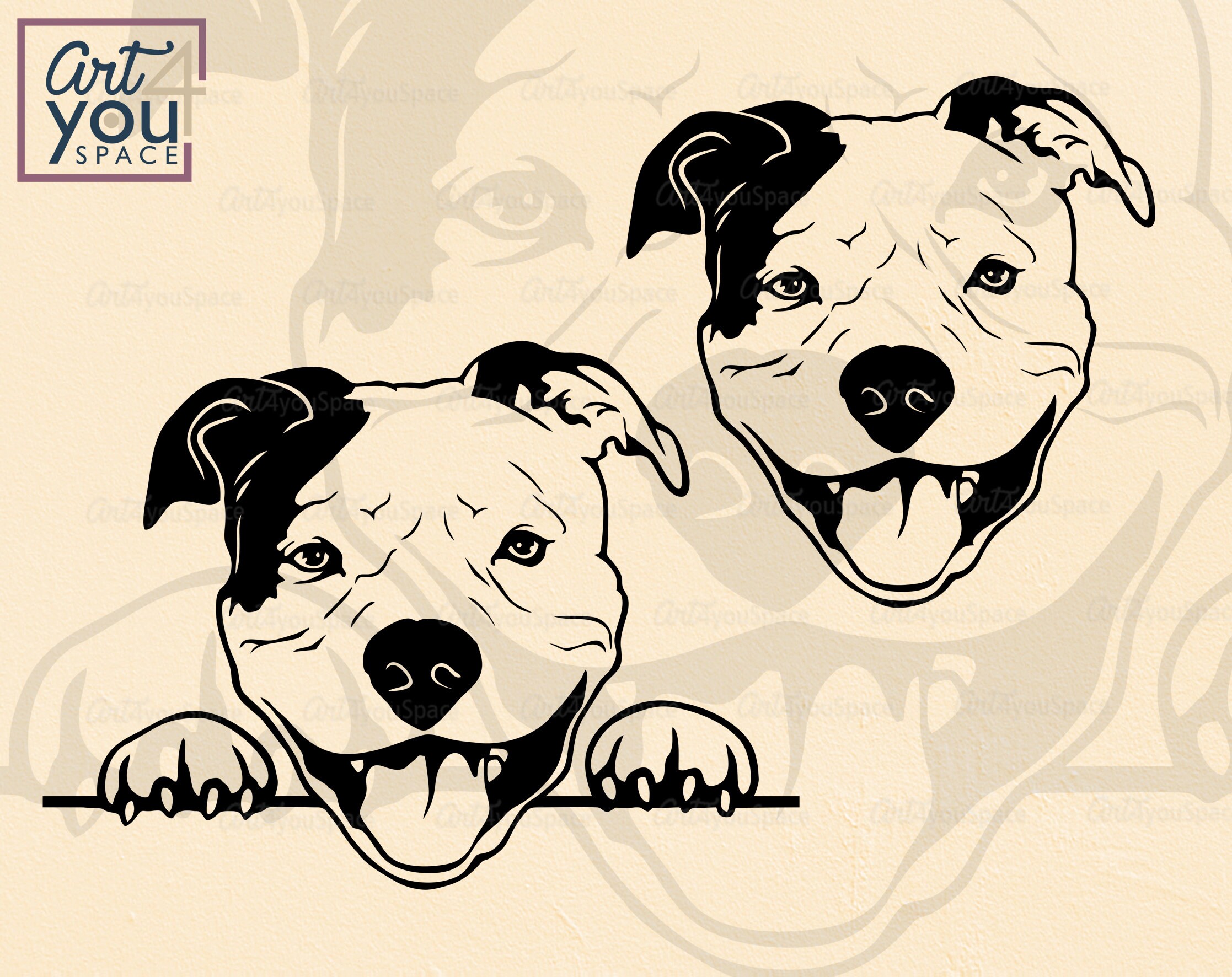 Pit bull svg dog svg cricut funny face head clipart png | Etsy