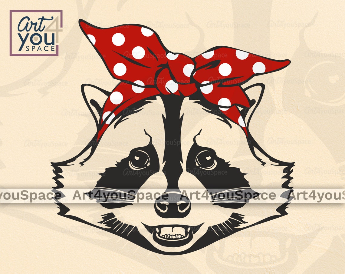 Raccoon Svg Racoon Face Head With Bandana Glasses Cute - Etsy