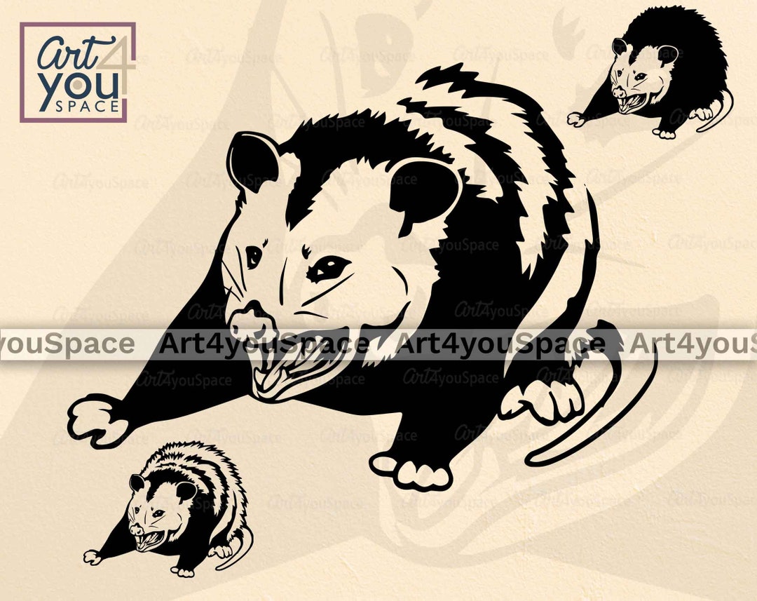 Svg Opossum, Possum Screaming Clipart, Woodland Animal, Wild Nature ...