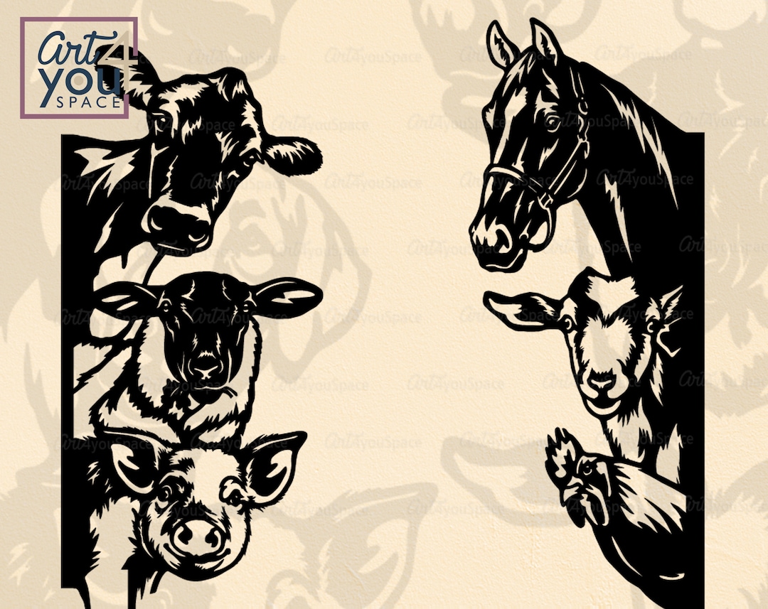 Farm Animals Svg Cricut, Goat Sheep Chicken Horse Cow Pig Cat ...