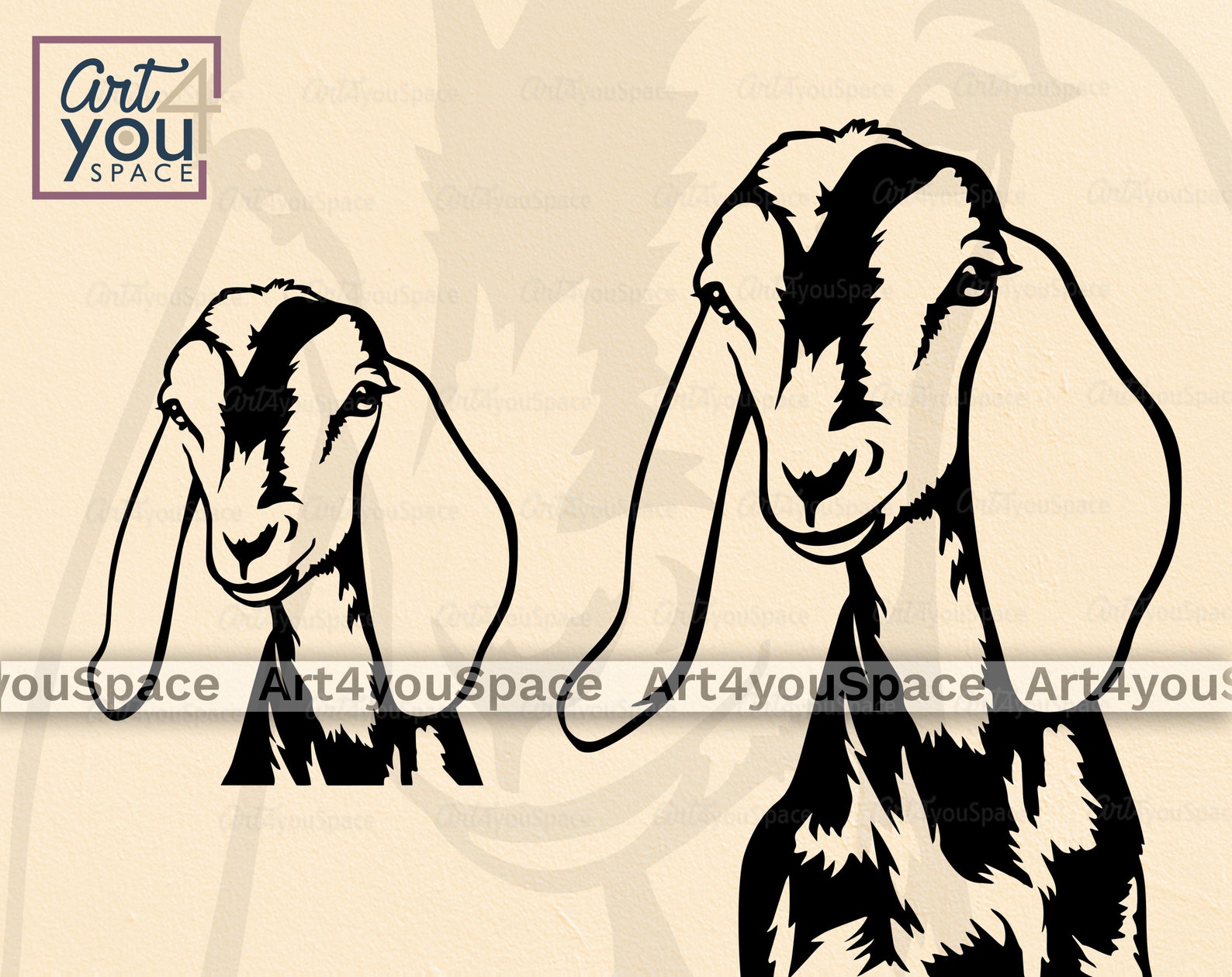 Nubian Goat Svg Files for Cricut, Dxf, Peeking Farm Animal Face, Cute ...