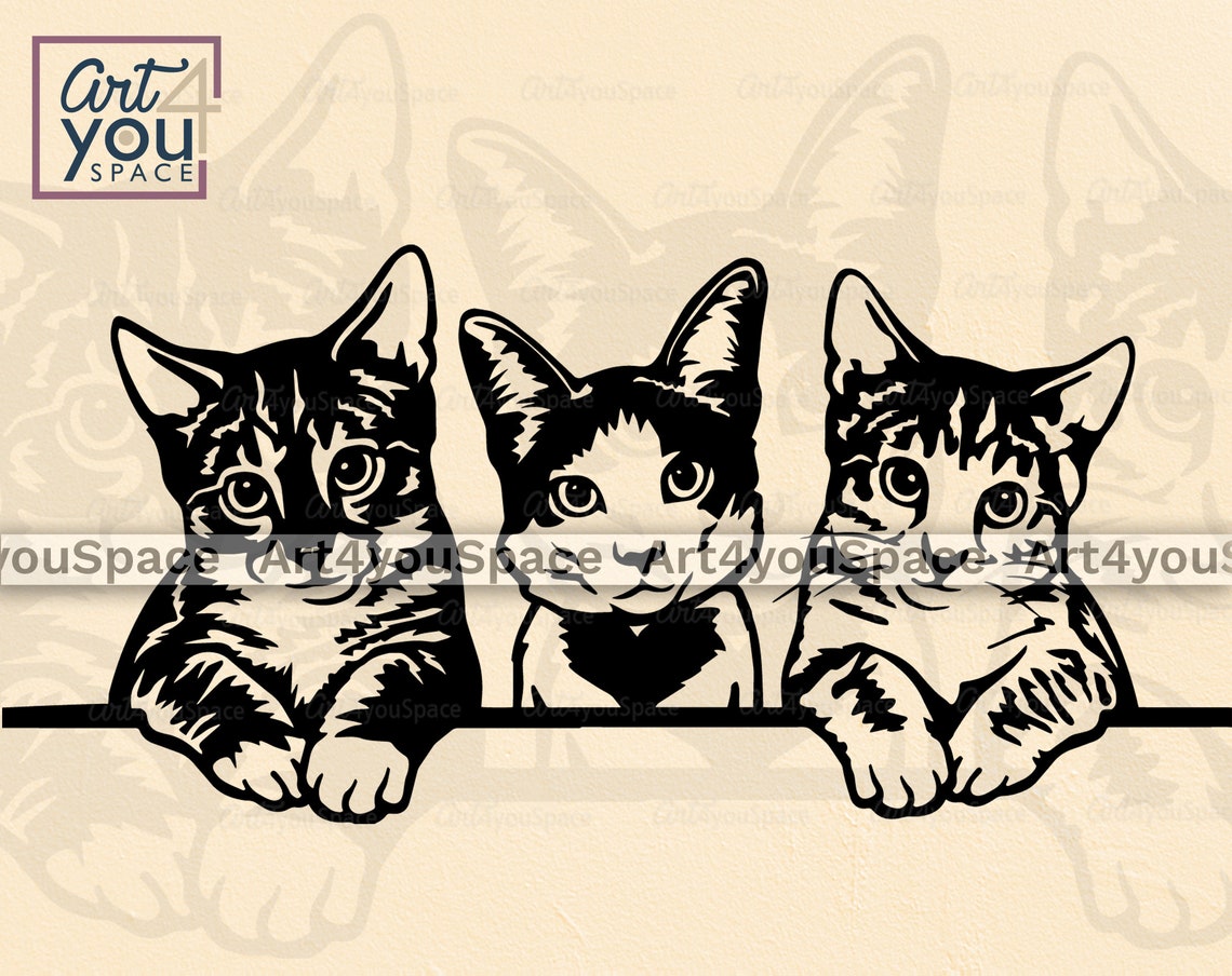 Cats SVG Files for Cricut Cute Peeking Pet Clipart Shirt - Etsy Canada