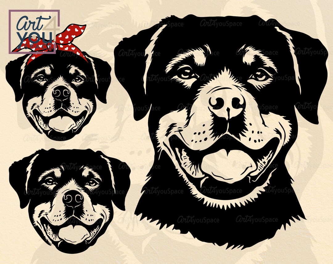 Buy Rottweiler Svg, Dog Svg Cricut, Rott With Bandana Vector, Rottie ...